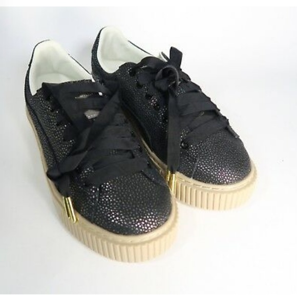Puma | Shoes | Puma Platform Lux Womens Metallic Black Gum Bottom ...